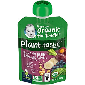 Gerber Organic for Toddler Plant-Tastic Pouches Variety Pack (6 CT (Pack of 1), Banana Berry)