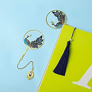 YHDCL Bookmarks Reading Page Markers Tassel, Peacock Creative Bookmark Chinese Style ClassicalBookmark Exquisite Crafts The Best Gift for Readers Women and Children Page Markers