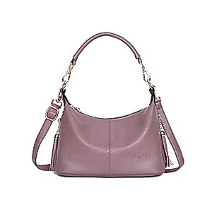 SMALLBLUER Synthetic PU Leather Ladies Tote Hobo Shoulder Middle-aged Women's Crossbody Bags Satchels Purse Clutches-Purple