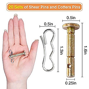 20 Sets of Shear Pins & Cotter Pins for Snowblower - 738-04124 and 714-04040 Replacement Shear Pin Kits Compatible with MTD Craftsman Cub Cadet Troy Bilt Snowblowers