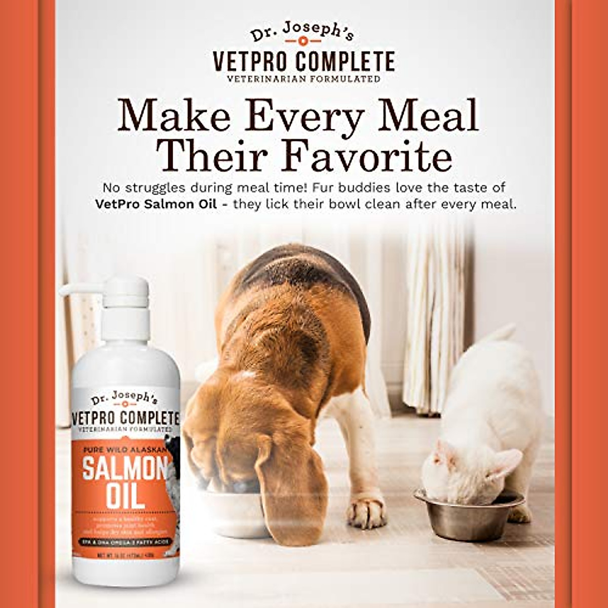 100% Pure Wild Alaskan Salmon Oil for Dog & Cat Food - Large 16 oz - Omega 3 & 6 Liquid Fish Oil Supplement - Supports Healthy Coat & Joints - Helps Dry Skin & Allergies