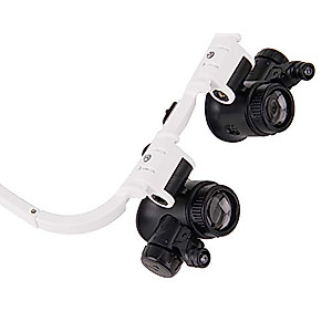 Head Mount 2 LED Lights Magnifying Glass,Hands Free Bracket Magnifier 8X 15X 23X, Dual-Lens Eye Loupe Magnifier for Electronics Jeweler Watch Repair