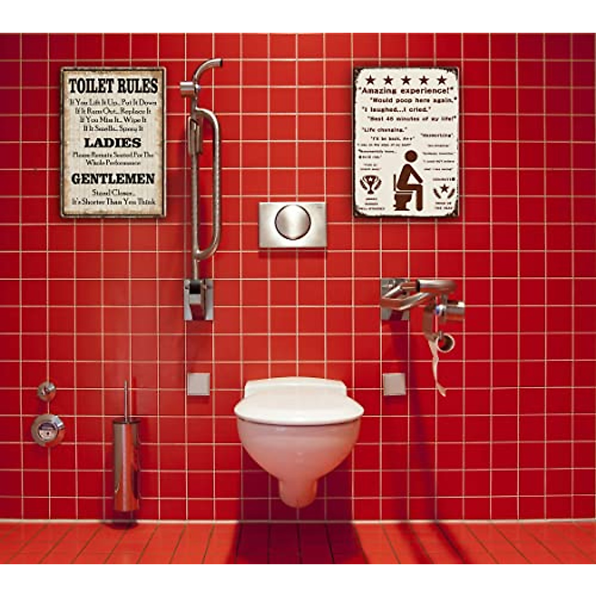 Funny Toilet Rules Warning Sign Metal Tin sign Retro Funy Bathroom Decor for Bar Cafe Pub Home 8x12 Inch