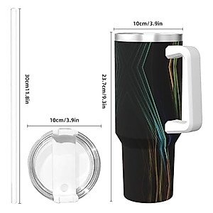 HULIBIN Colorful Lines Art Print Double Deck Stainless Steel Travel Coffee Cup With Lid 40 Oz Ice Bully Cup