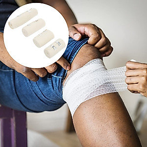 Baluue 4 Rolls Elastic Band Gauze Pads Non Woven Gauze Stretchy Gauze wrap self Adherent wrap cohesive Tape Gauze Adhesive Tape Medical Cloth roll Nylon Protection