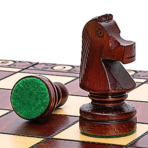 Husaria European International Wooden Chess Game Set - Ambassador - 21.7 Inches - Large-Size Chess Set with Handcrafted Chessmen and Felted Folding Board
