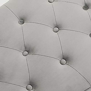 Homebeez 43.5" Half Moon Storage Ottoman Bench, Lift Top Velvet Storage Ottoman Bench for Bedroom Living Room(Light Gray)