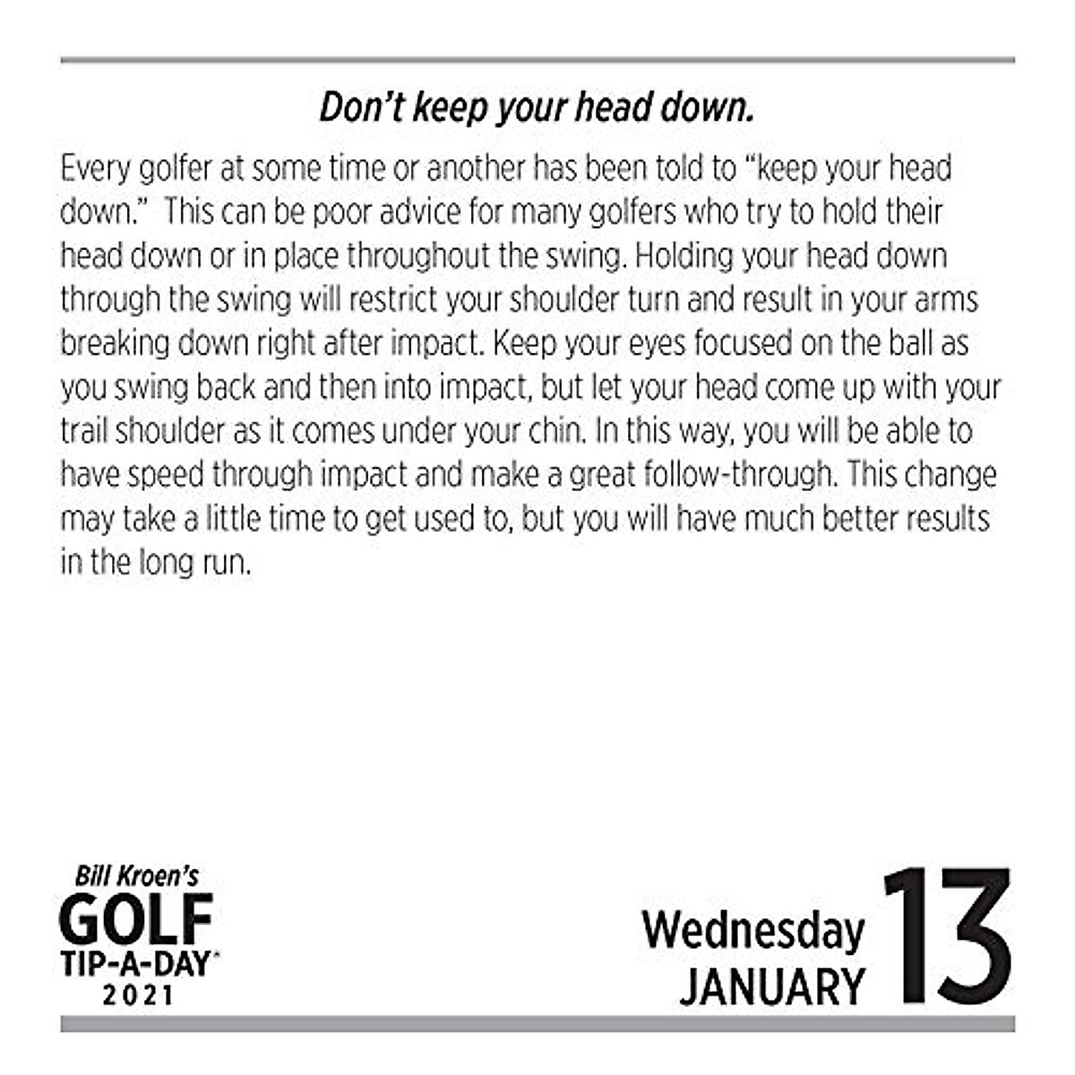 Bill Kroen's Golf Tip-A-Day 2021 Calendar