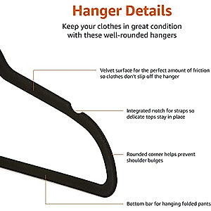 Quality First - Smartfinite Premium Velvet Hangers - Non Slip, Durable, Space Saving Hangers for Closet w/ 360 Degree Chrome Swivel Hook - Coat Hanger- 50 Pack(Black)