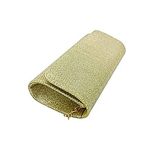 Satin Glitter Evening Bag Women Stylish Clutch Purse Smartphone Flap Handbag Golden