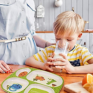Lightening Kid Plate Set, Baby Dinnerware for Child Toddlers Feeding Divided Plate, BPA Free, Food-safe and Eco Friendly (Green)