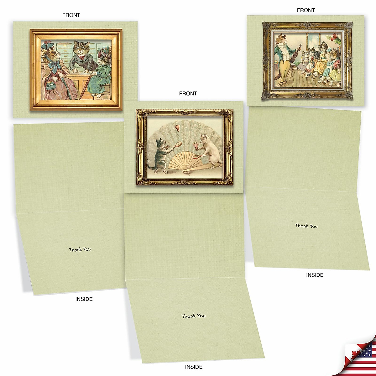 The Best Card Company - 10 Thank You Assortment Note Cards w/Envelopes, Assorted Set of Thank You Cards4 x 5.12 inch - Funny Feline M1737TY