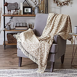 DII Bold Eclectic Leopard Woven Throw, 50x60, Tan with White Spots