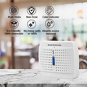 Rechargeable Small Dehumidifier, Moisture Absorber for Closed Spaces, Cabinet, Closet and Bathroom, Renewable Mini Dehumidifiers for Gun Safe, Rust Prevention