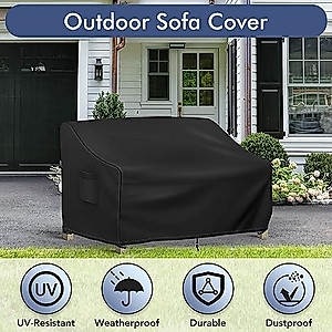 Richwon Patio Loveseat Cover Waterproof, 2-Seater Outdoor loveseat Cover, Patio Furniture Covers with Air Vent and Handles, 54W x 37D x 35H Inches, Black