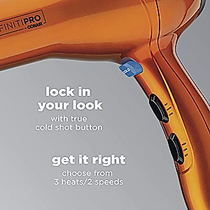 INFINITIPRO BY CONAIR Hair Dryer, 1875W Salon Performance AC Motor Hair Dryer, Conair Blow Dryer, Orange
