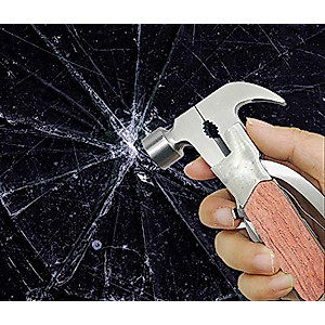 MultiTool Mini Emergency Hammer, Unique Birthday Gift Ideas for Men Him, 12 in 1 Steel Sturdy Multi Tool with Knife Screwdrivers Bottle Opener Durable Sheath