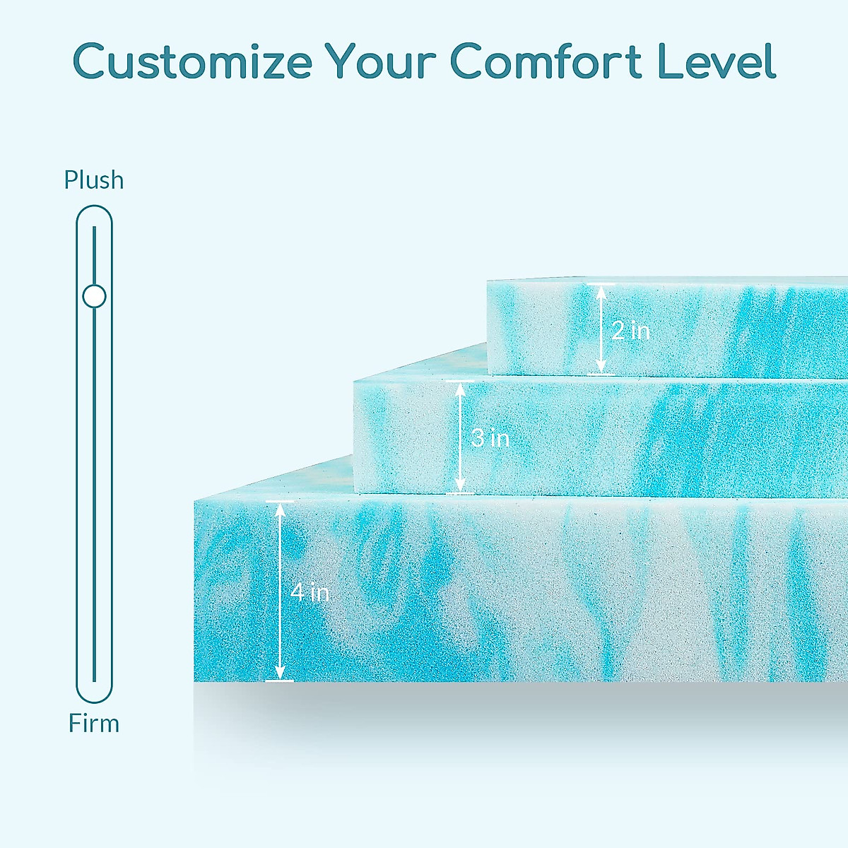 Airdown Mattress Topper, 4 Inch Gel Infused Memory Foam Mattress Topper, Queen