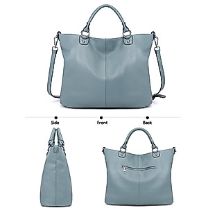 Kattee Women's Soft Leather Tote Bag, Top Satchel Purses and Handbags (Blue)