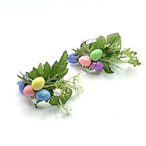 Easter Eggs Spring Napkin Rings & Yellow Flowers table decor decorations - Set of 6