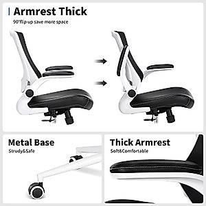 Misolant Drafting Chair, Tall Office Chair for Standing Desk, Desk Chair Ergonomic Office Chair with Flip Up Arm, Height Adjustable Lumbar Support and Footrest, Mesh Office Chair, 400lbs(White)