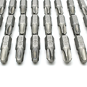 TEMO 50pc PH3 Impact Ready Phillips 1 Inch Screwdriver Insert Bits Hex Shank