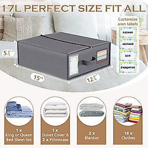 Bed Sheet Organizers and Storage, 4 Pack Foldable Linen Closet Organizers (King Size),Bedding Organizer Storage with Upgraded Windows and Handles,for Duvet Cover Set Clothes Blankets (Grey, 4 Pack)