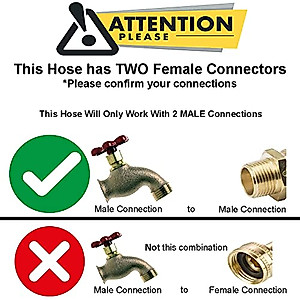 SteelFlex 3/4 Inch Female to Female Hose Adapter – Heavy Duty Stainless Steel Braided High Pressure For Garden Reel, RV and Washing Machine (3 Foot Length)