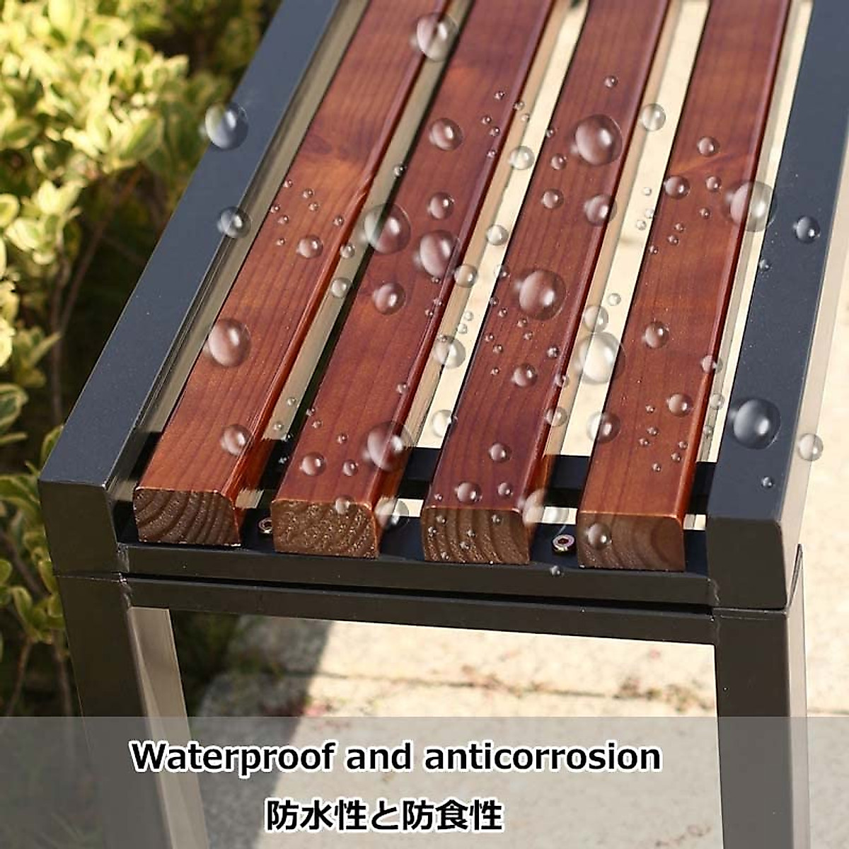 Lnder 100x40x45cm Outdoor Garden Bench Bronze Garden Seat Outdoor Backless Benches Park Solid Wood Bench 400kg Load Capacity (Size : 59in)