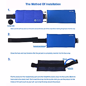 Koo-Care Waist & Lower Back Gel Ice Pack & Wrap for Injuries Reusable Large Flexible Hot Cold Therapy Compress with Strap for Shoulder, Belly, Rib, Thigh, Entire Knee, Shin Pain Relief - 15.5" x 7.3"