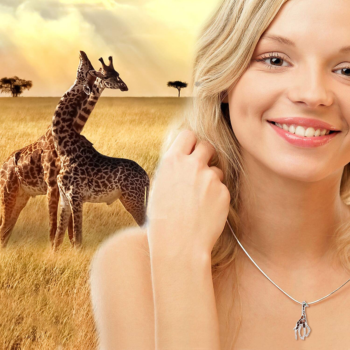 Lola Bella Gifts Giraffe Pendant Necklace with Gift Box
