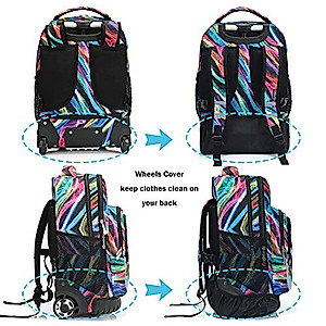 Tilami Rolling Backpack 19 inch Wheeled LAPTOP Boys Girls Travel School Student Trip, colours