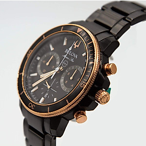 Bulova Marine Star Chronograph Mens Watch, Stainless Steel , Black (Model: 98B302)