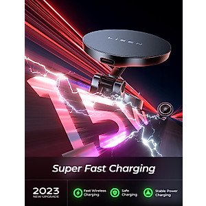 LISEN Magnetic Car Phone Holder for 6 Strong Magnets, 360 Rotatable, Fits 4.7-7.0in Phones, Universal Compatibility