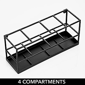 mDesign Steel Bathroom Wall Mounted Hair Tool Storage Organizer Accessory Basket Tray, Hanging Holder for Hair Dryer, Straightener, Curling Iron, Styling Products, Citi Collection, Matte Black