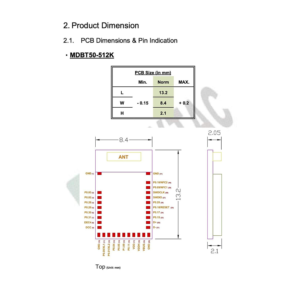 MDBT50-512K Nordic nRF52833 Module (18 GPIO) Chip Antenna Bluetooth Zigbee Thread Module BT5.2 FCC IC CE MIC Telec KC SRRC RCM NCC