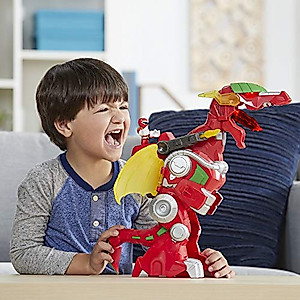 Playskool Heroes Power Rangers Red Ranger & Dragon Thunderzord, 3" Action Figure, 14" Zord, Lights & Sounds, Collectible Toys for Kids Ages 3 & Up