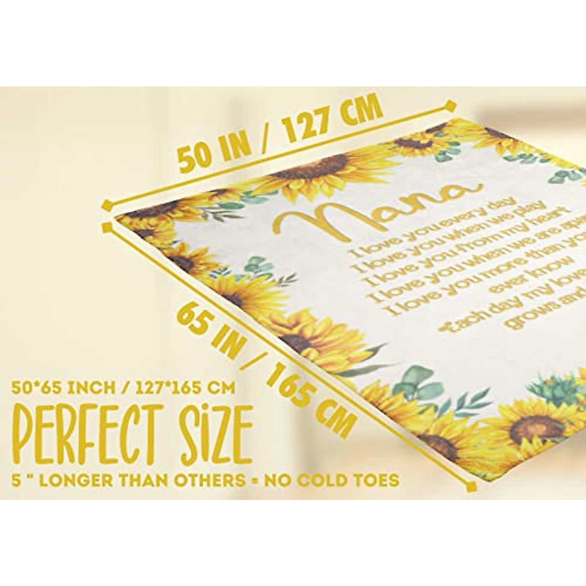 InnoBeta Nana Throw Blanket - Nana Gifts from Grandkids - Nana Sunflower Flannel Blankets on Christmas, Birthday, Thanksgiving - 50" x 65"