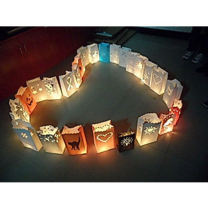 Fascola 20 Pack HAPPY BIRTHDAY Paper Luminary Bag Tea Light Votive Candle Holder Bag 1st Birthday Beach Party Decoration Centerpieces