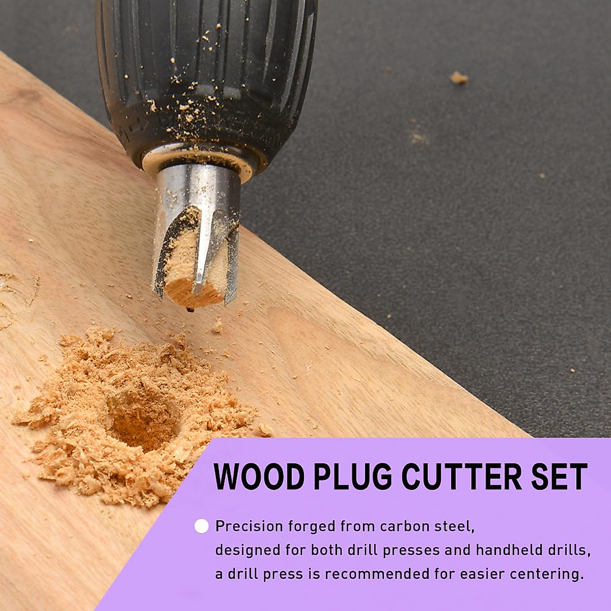 Countersink Drill Bit Set, Woodworking Chamfered Adjustable Counter Sinker Tools on Counter Sink Holes with 1/4" Hex Shank, 2 Pcs Wood Plug Cutter Drilling Tools for DIY Woodworking with One L-Wrench