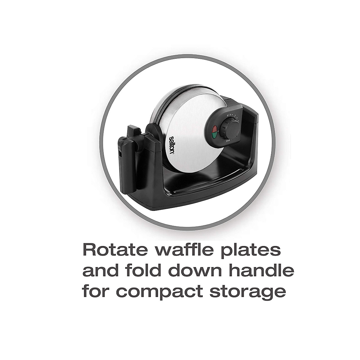 Salton WM1082, Rotary Waffle Maker, 5 kg, Stainless Steel, Black