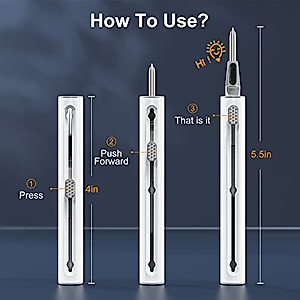 House Gem Airpods Cleaner Kit Multi-Function Cleaning Kit Pen for Airpod Pro 1 2 3 3-in-1 Design with Soft Brush High Density Sponge for Earbuds iPhone Bluetooth Headphone Earphone Case White