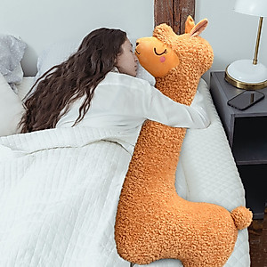 Deaboat 40" Giant Alpaca Plush Pillow Llama Stuffed Animal Toys Llama Long Body Plushie Home Decor for Girls Kids Adults