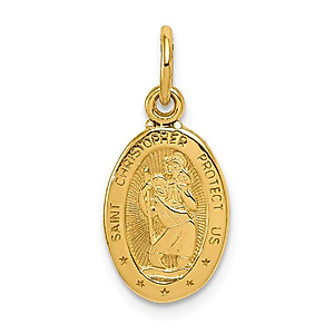 14K Yellow Gold Saint Christopher Medal Charm