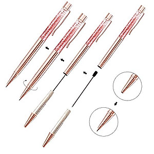 ZZTX 3 Pcs Rose Gold Ballpoint Pens Metal Pen Bling Dynamic Liquid Sand Pen With Refills Black Ink Office Supplies Gift Pens For Christmas Wedding Birthday