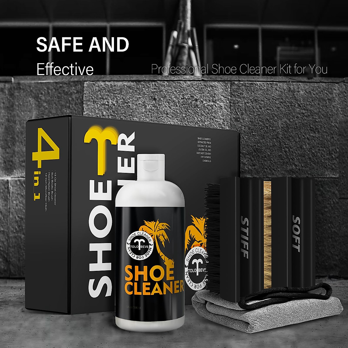 Tolobeve 12Oz Shoe Cleaner Kit, White Shoe Cleaner Sneakers Kit, Sneaker Cleaning Kit, Shoe Cleaning Kit for White Shoes,Suede Shoe,Tennis Shoe,Leather,Canvas