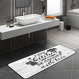 Kitchen Rugs This Kitchen is Seasoned with Love Non-Slip Soft Kitchen Mats Funny Kitchen Quotes Bath Rug Runner Doormats Carpet for Home Decor, 39" X 20"