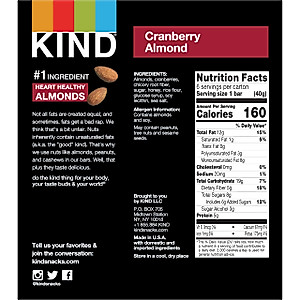 KIND Cranberry Almond + Antioxidants, 6 Count (Pack Of 1), Net weight: 8.4 Oz