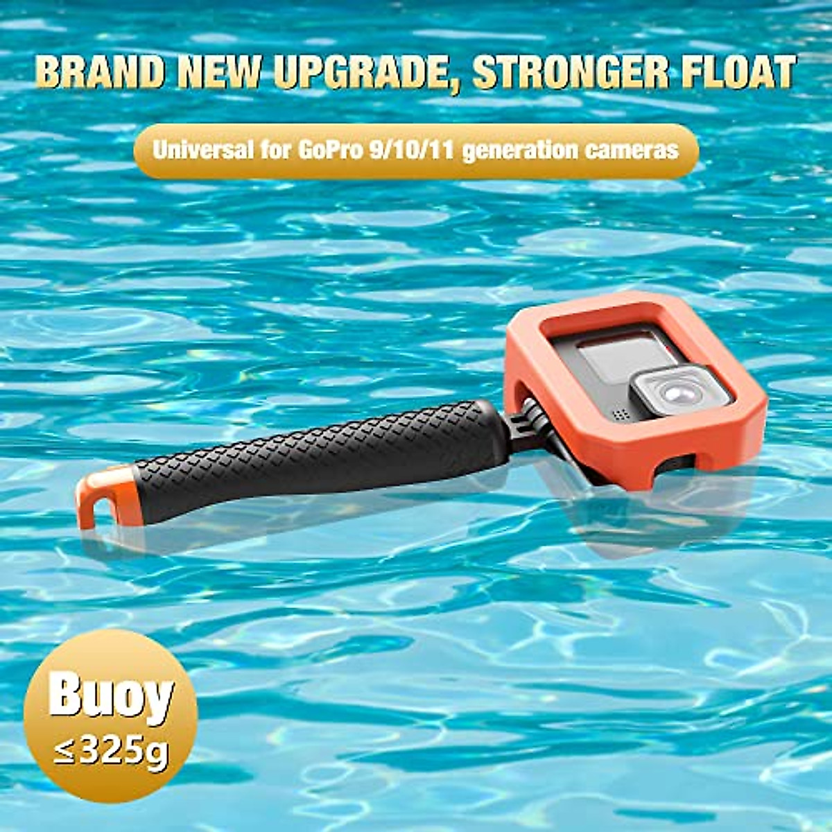 NUOBAKE Mouth Mount + Floaty Case + Floating Hand Grip for GoPro Hero 11 10 9 Black, Floating Case with Long Screw and Adhesive Anchors for Snorkeling, Surfing, Wakeboarding, GoPro Hero Accessories