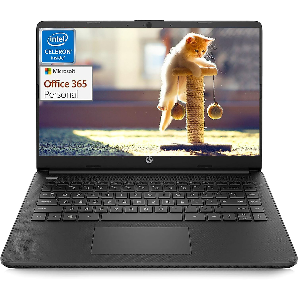 HP 2023 Newest 14" Thin and Light Laptop for Student and Business, Intel Celeron N4120, 16GB RAM, 320GB Storage (64GB eMMC+256GB Micro SD), 12H Long Battery, Win 11 Home S, Bundle with JAWFOAL